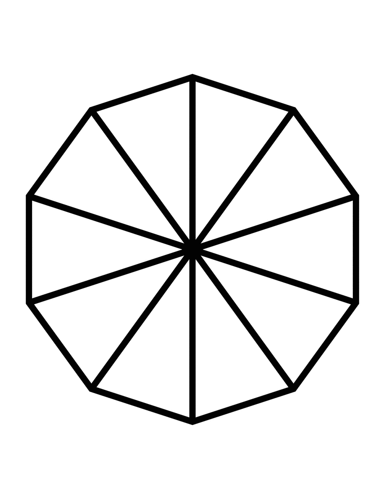Fractions Of 10 sided Polygon ClipArt ETC