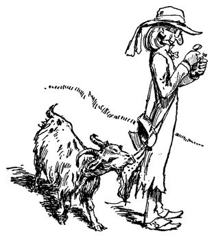 Comic character with goat Clipart