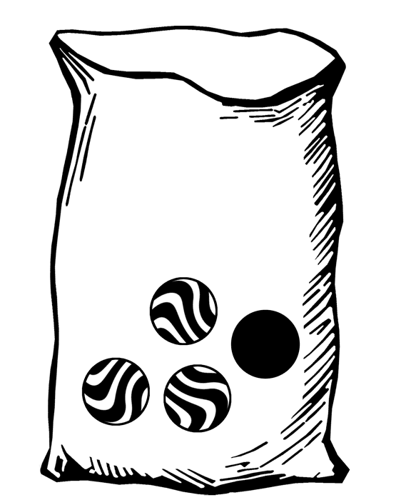 Bag with Four Marbles Clipart