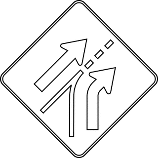 Entering Roadway Added Lane, Outline | ClipArt ETC