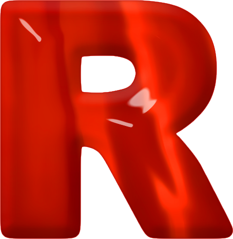 Presentation Alphabets: Red Glass Letter R