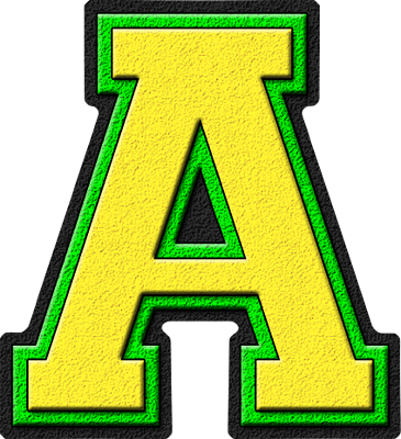 Presentation Alphabets Yellow Kelly Green Varsity Letter A